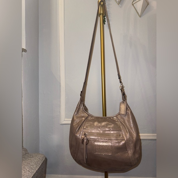 Coach | Bags | Coach Poppy Gold Shimmer Leather Convertible ...